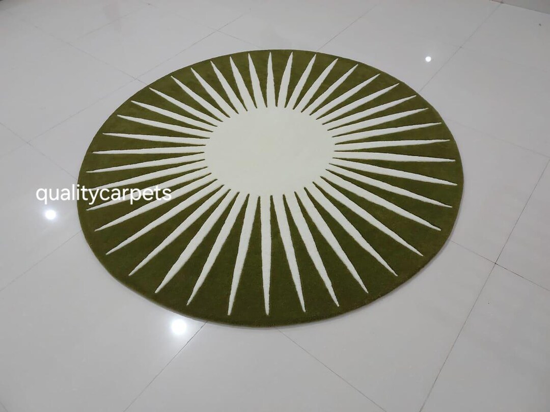 5x5 Round Rug Premium Quality Modern Abstract Handmade Woolen Tufted ...