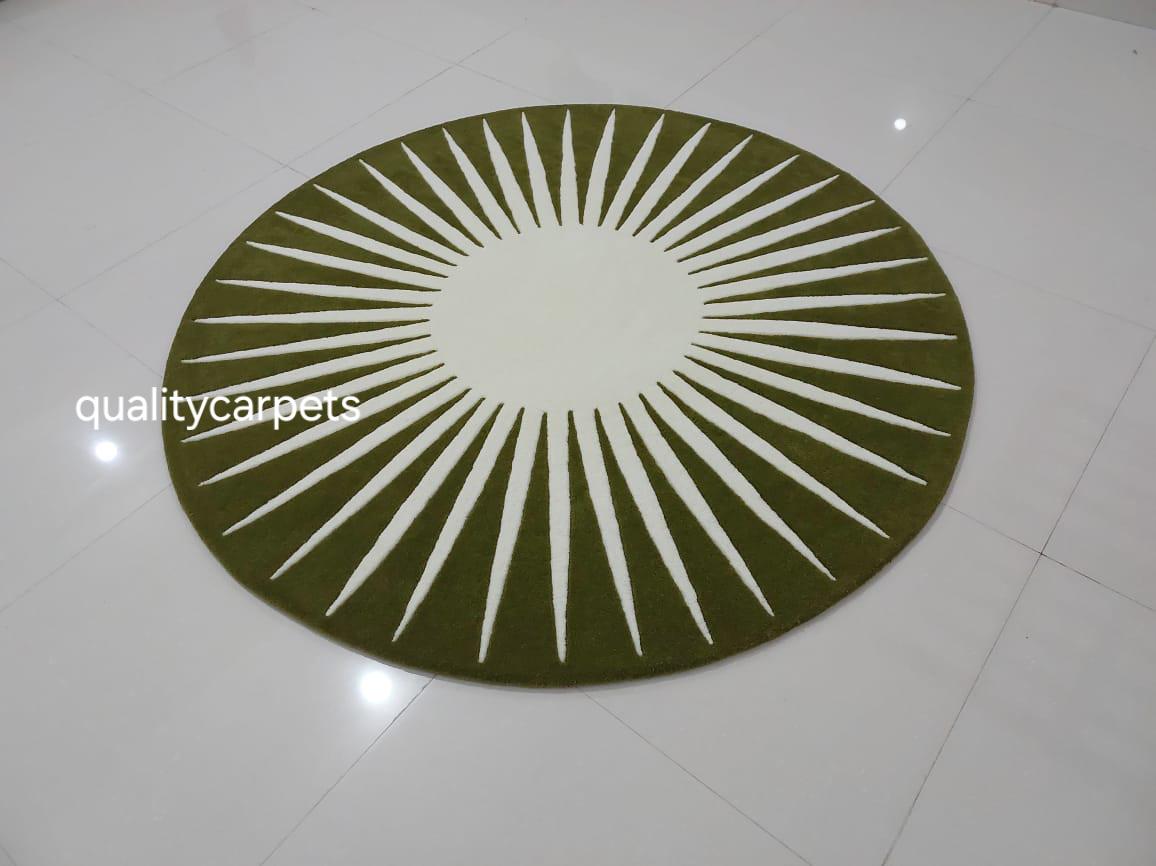 5x5 Round Rug Premium Quality Modern Abstract Handmade Woolen Tufted ...