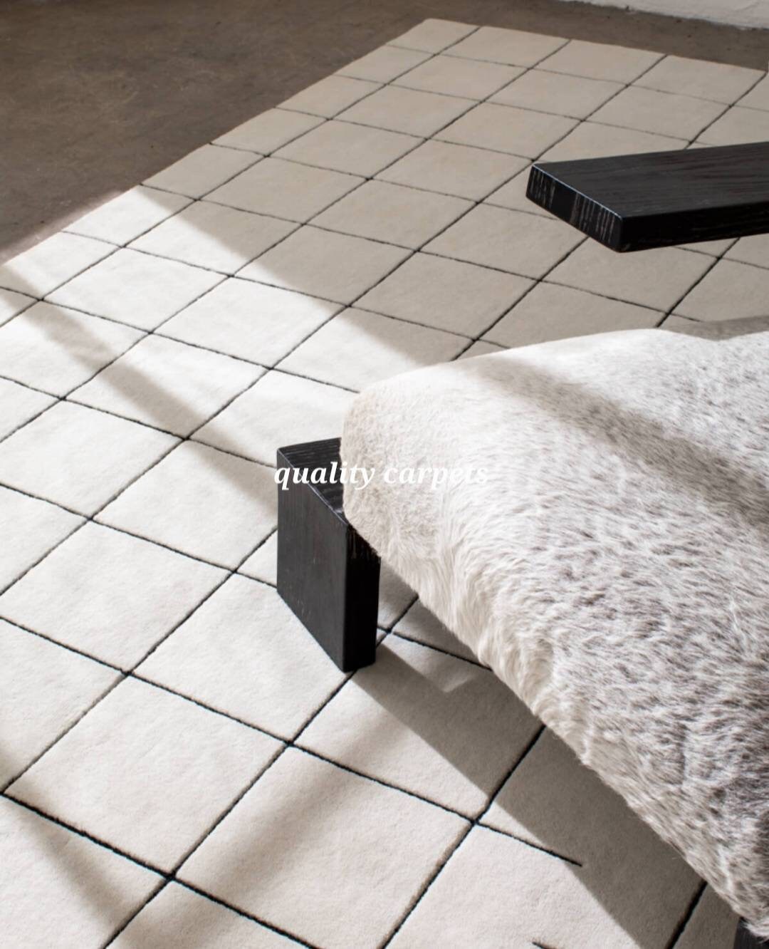 Handmade White Checkered Area Rug for Living Room Bedroom , Modern ...