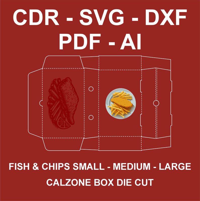 Fish & Chips / Calzone Box Die Cut Template (digital Download) - Etsy ...