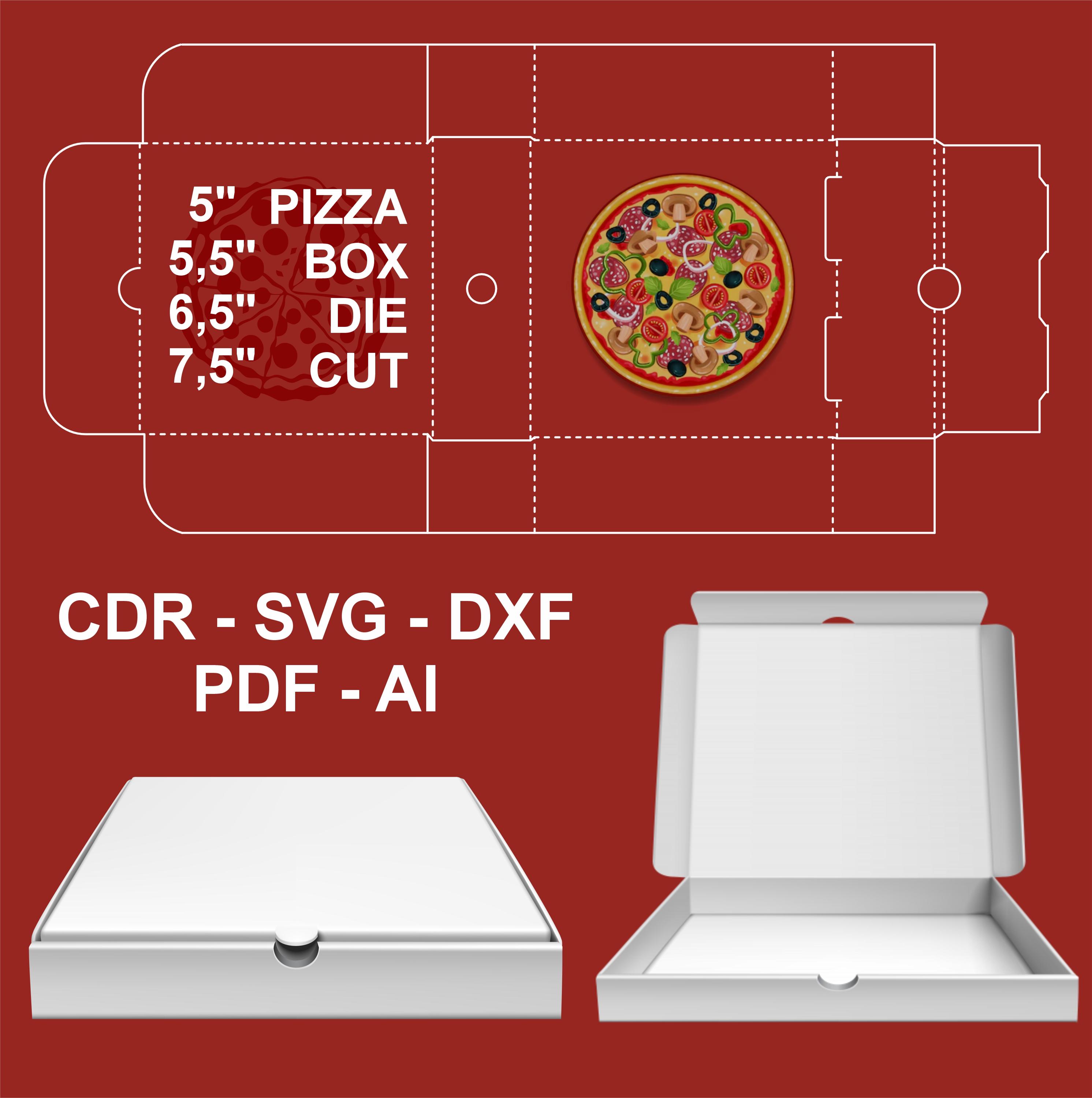 Mini Pizza Box Die Cut Template: Professional Packaging Dieline (5-7.5 ...