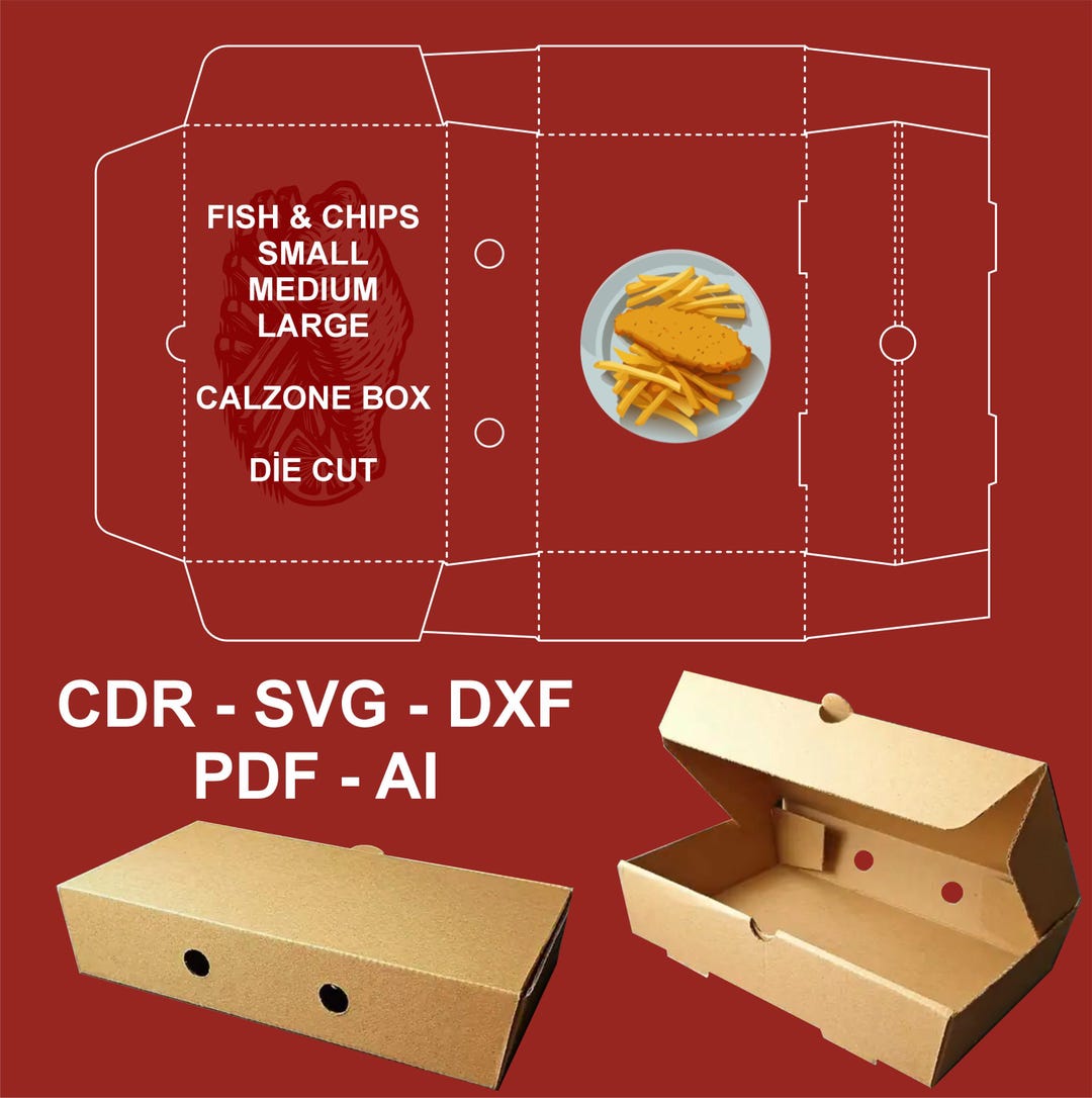 Fish & Chips / Calzone Box Die Cut Template (digital Download) - Etsy UK