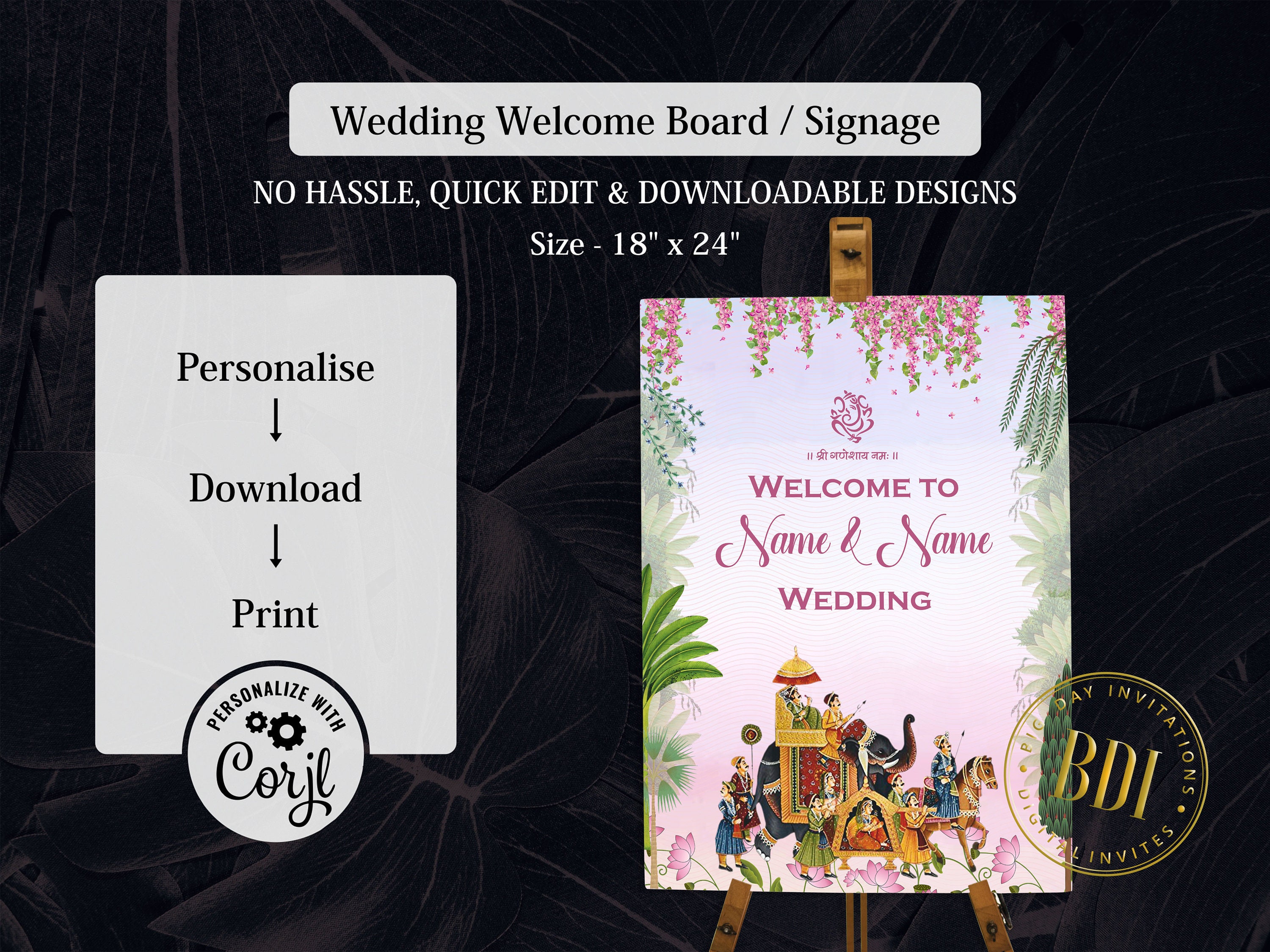 Indian Wedding Welcome Sign Hindu Welcome Sign, Hindu Haldi Sign Indian ...