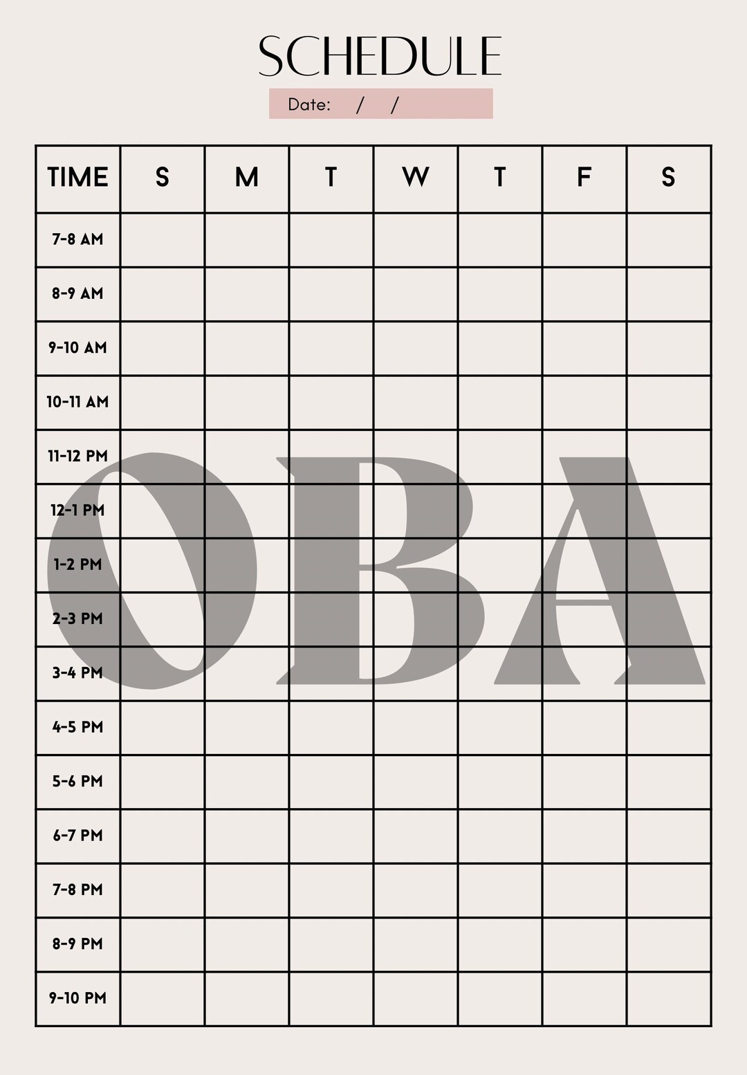Weekly Schedule: Beige - Etsy