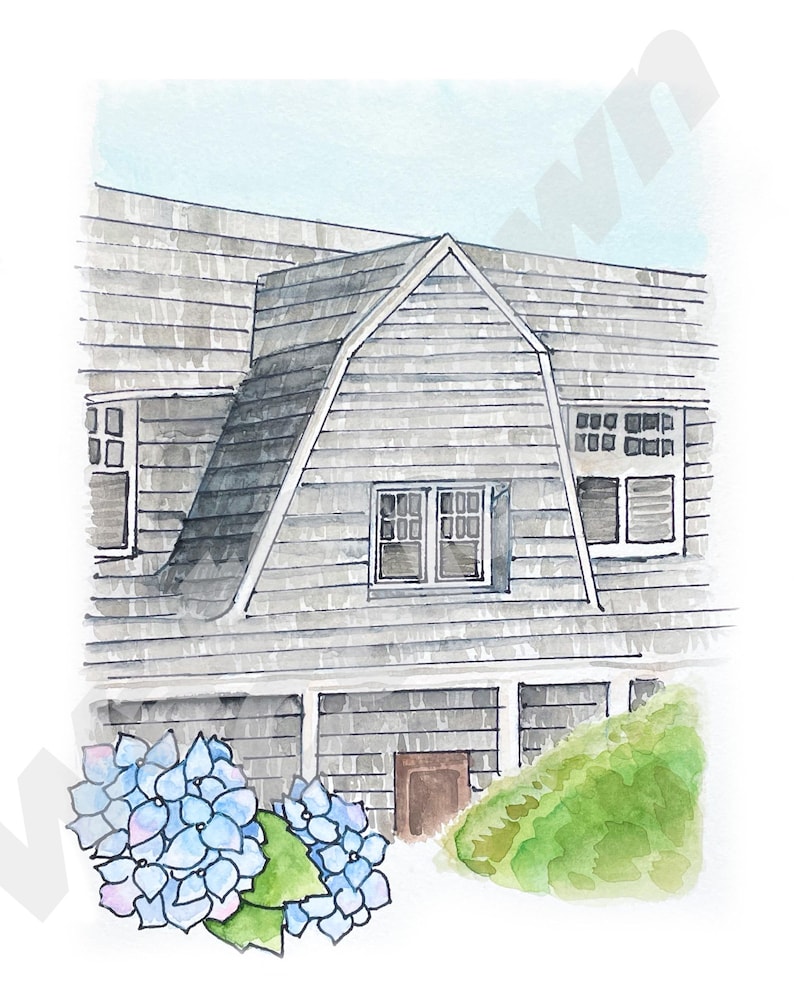 Cape Cod House Watercolor Painting Print - Etsy
