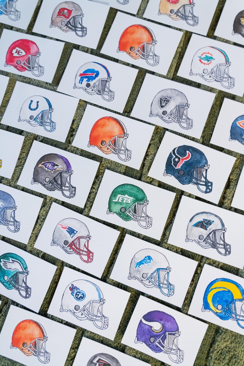 NFL Helmet Mini Watercolor Prints - Etsy