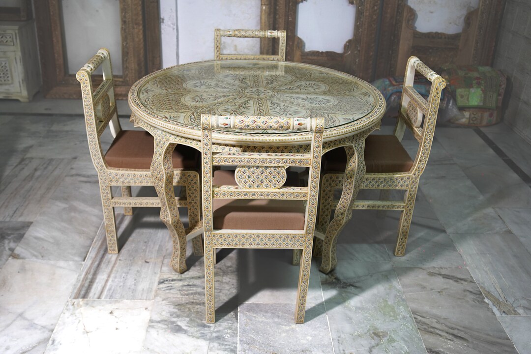 Handcrafted Bone Inlay Dining Table Luxury Accent Furniture for Dining ...