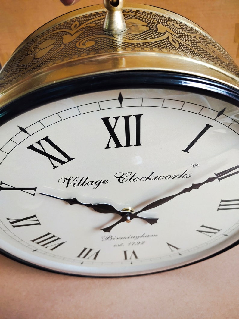 Vintage Style Hanging Metal Clock Made With Brass , Double-sided ...
