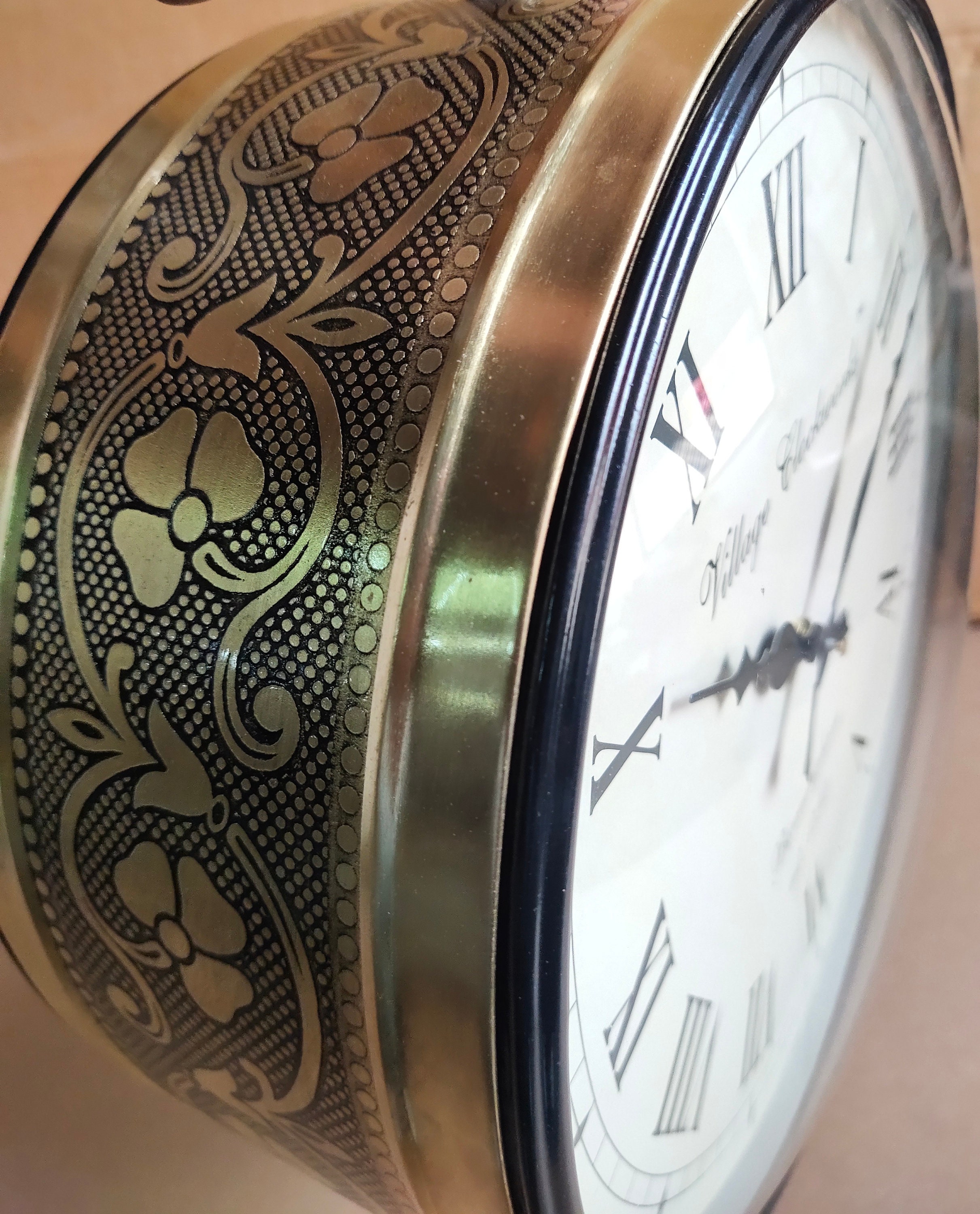 Vintage Style Hanging Metal Clock Made With Brass , Double-sided ...