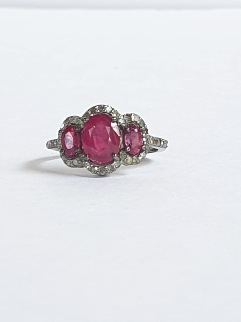 Handmade Natural Rubies Ring. Statement Ring, Engagement Rings. Polki ...