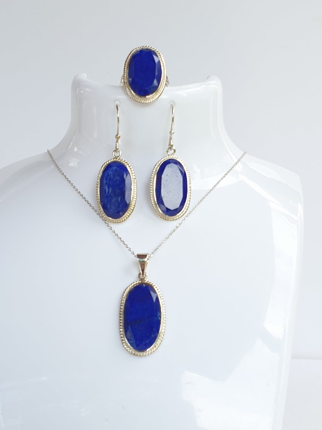 Natural Lapis Necklace Rings and Earrings Natural Lapis-handmade From ...
