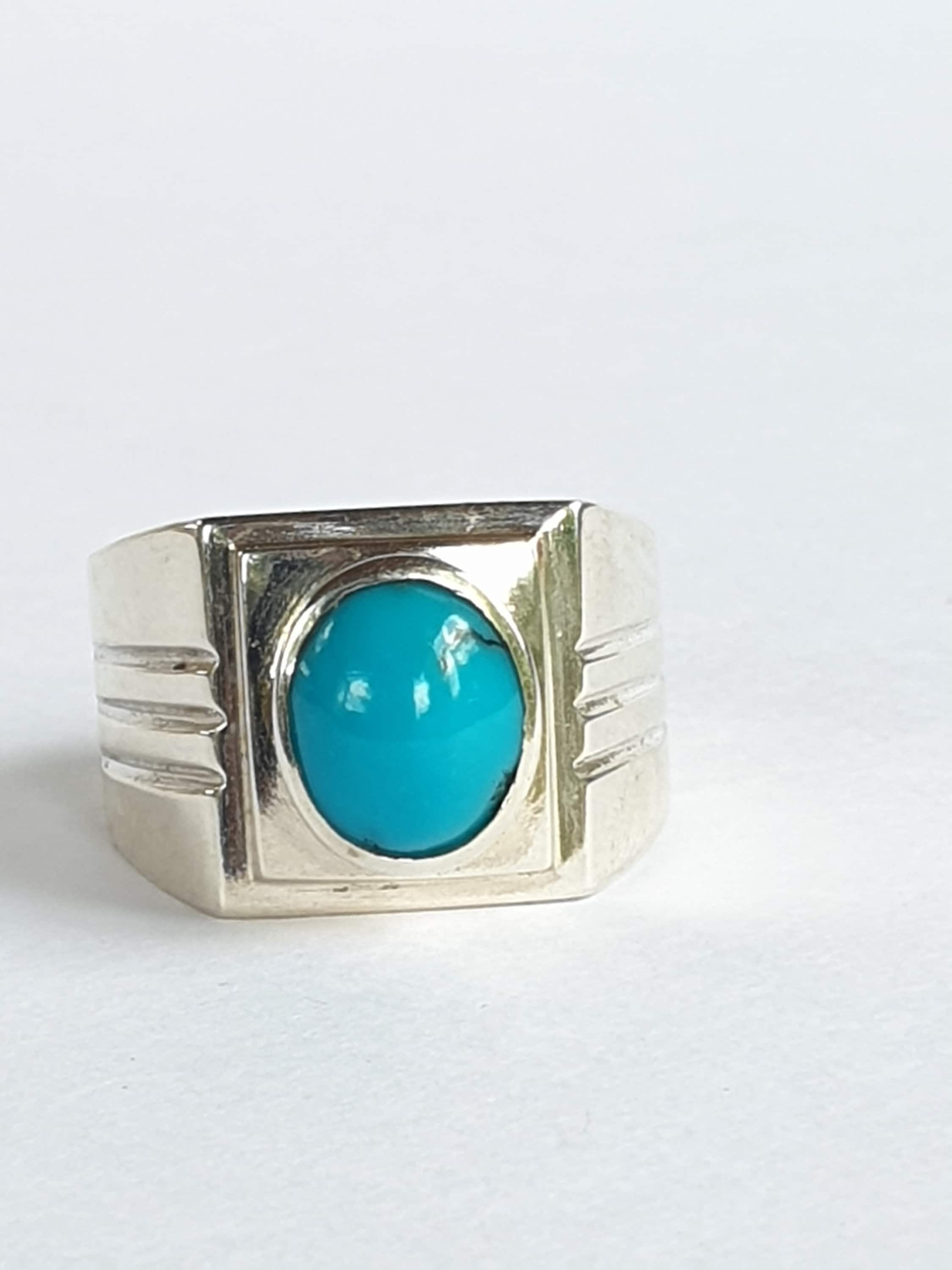 Natural Turquoise Man Ring, Turquoise Men Ring, Turquoise Silver Ring ...
