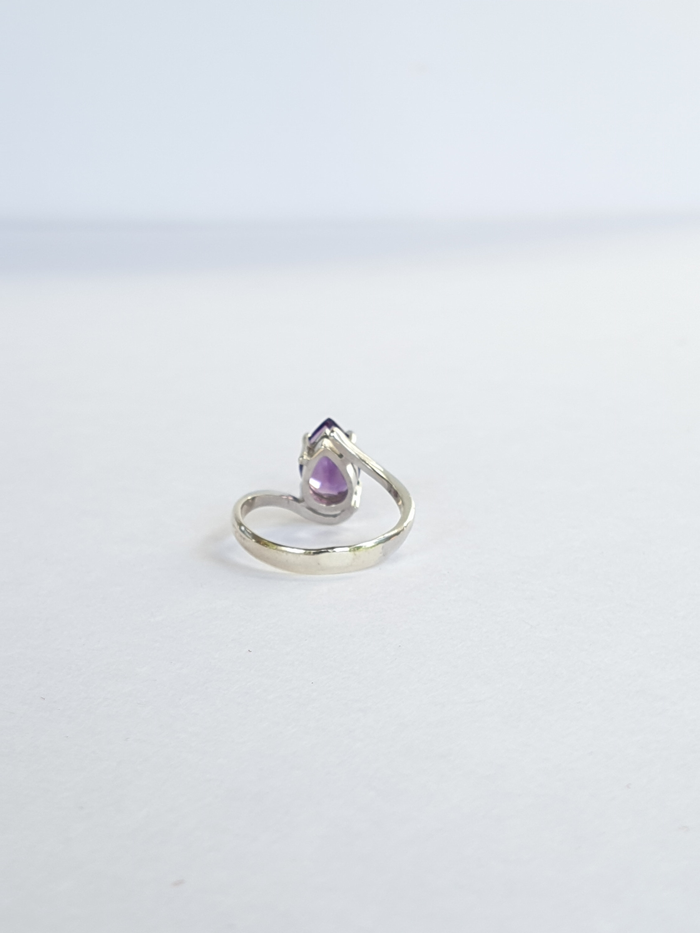 Natural Purple Amethyst Pear Shape Ring, Sterling Silver Amethyst Ring ...