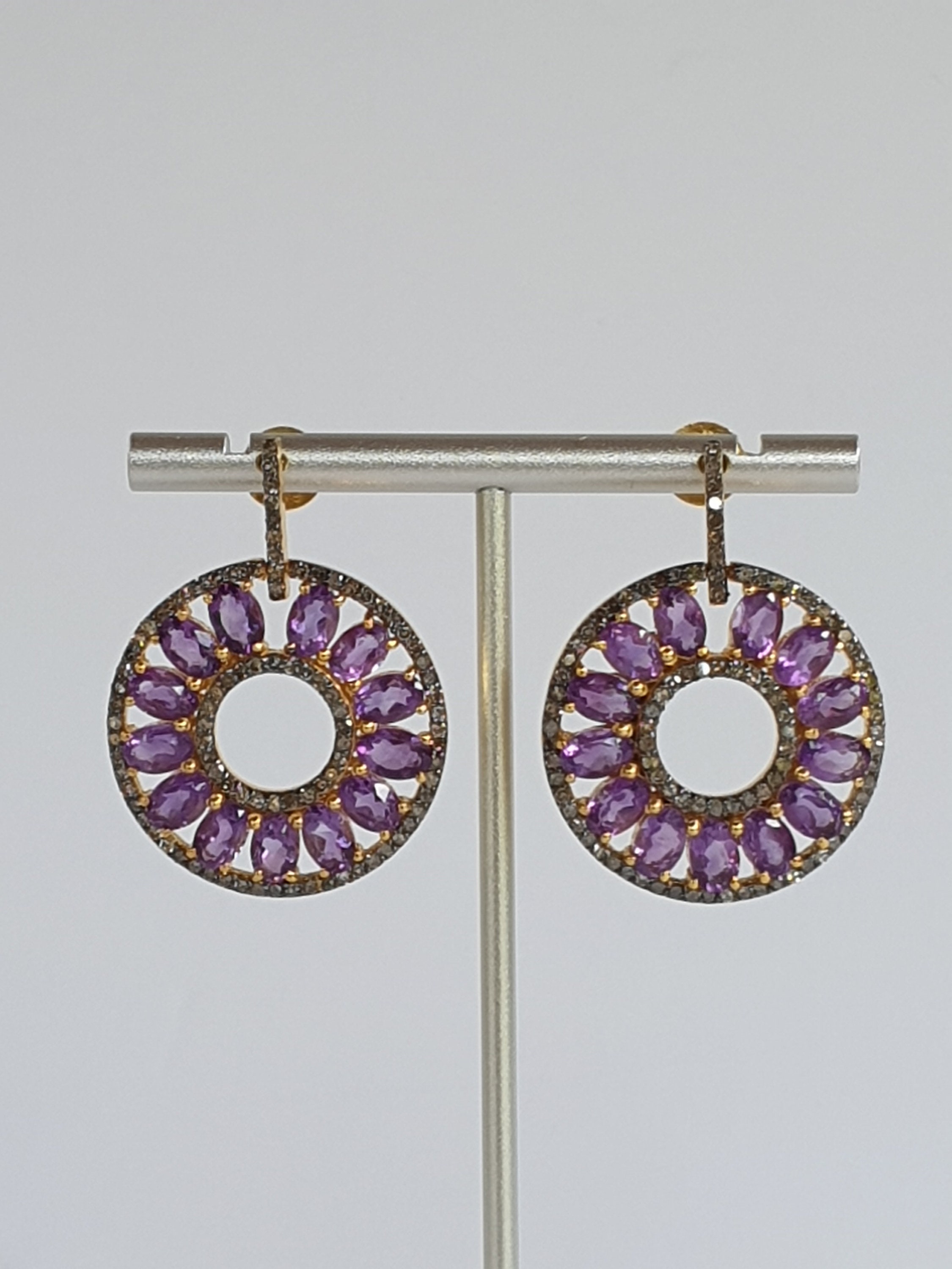 Handmade Amethyst Drop Earring. Natural Amethyst, Gold Plated Silver ...