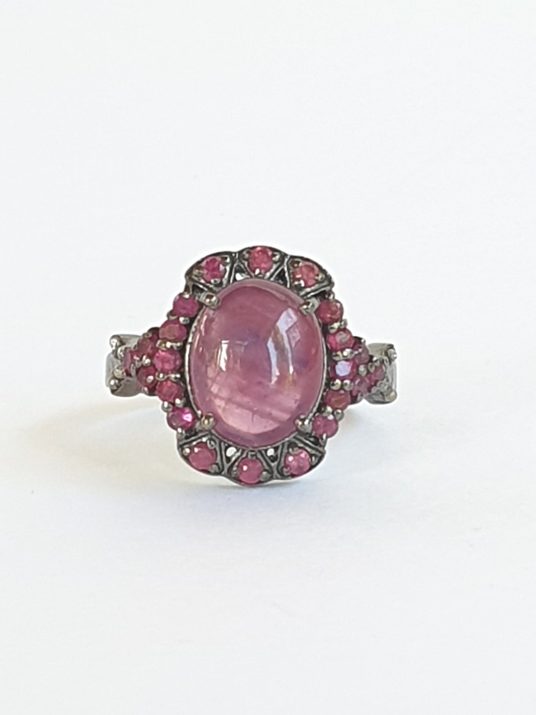 Handmade Bangkok Ruby Ring. Afghan Rubies. Black Rhodium Plated Silver ...