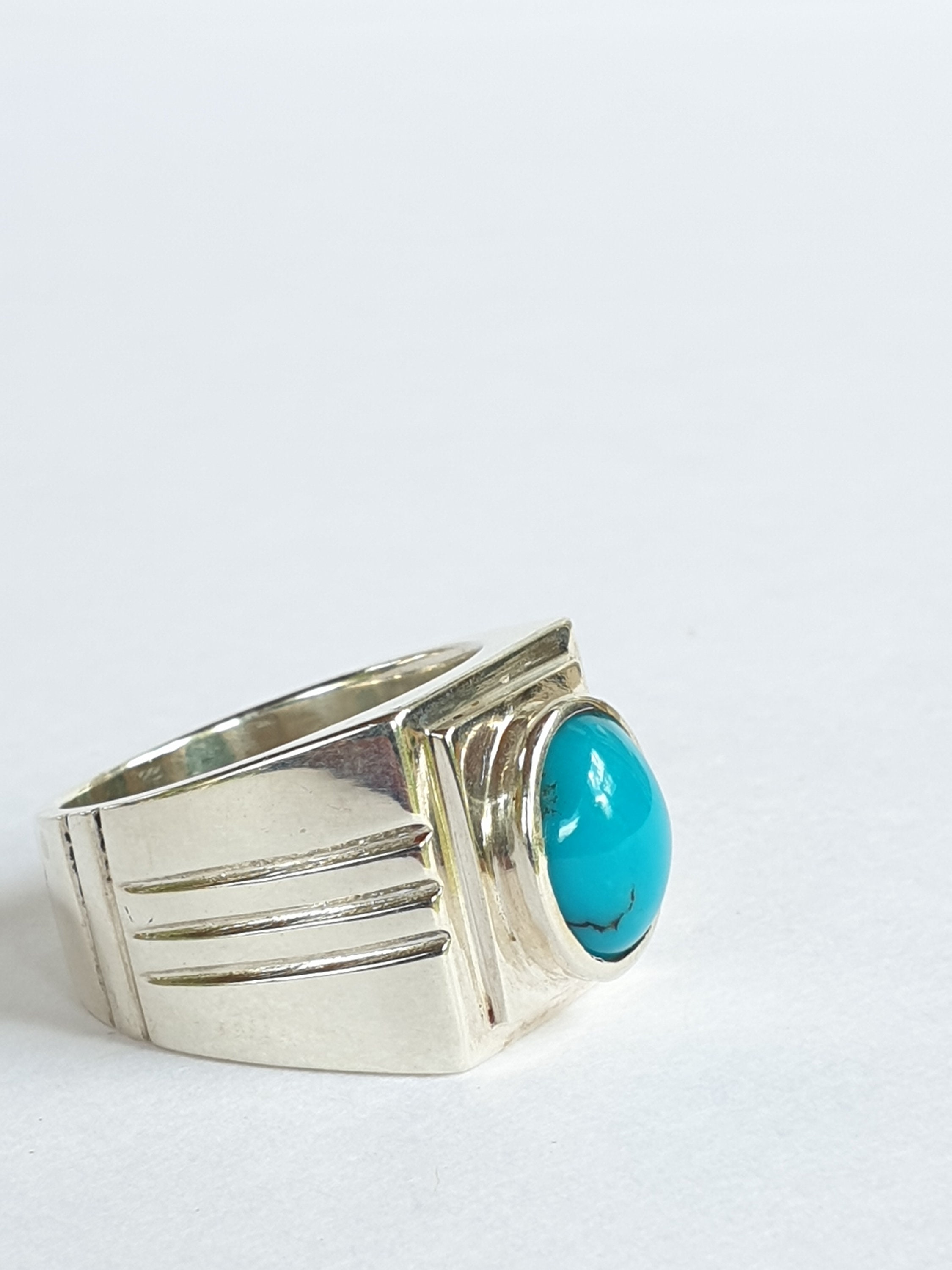 Natural Turquoise Man Ring, Turquoise Men Ring, Turquoise Silver Ring ...