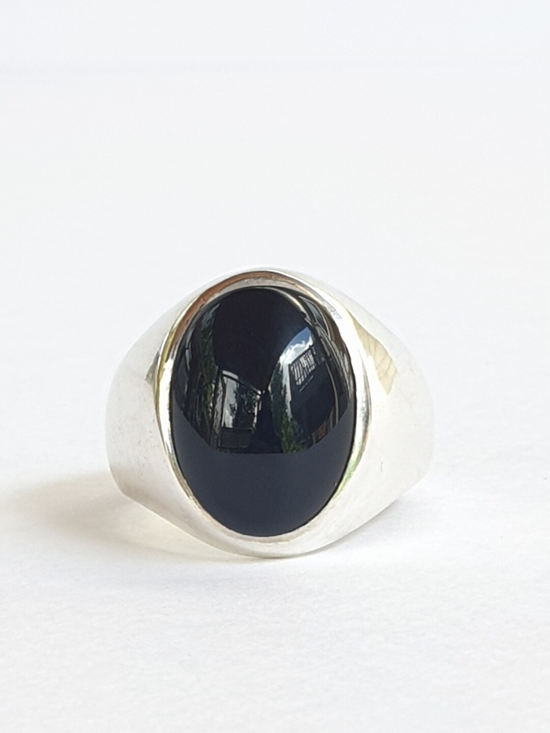 Black Agate Ring, Natural Agate, Agate Vintage, Vintage Ring, Silver ...