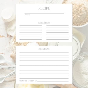 Recipe Card Template, 4x6 Printable Design, PDF Digital Download ...