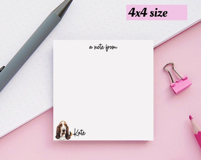 Custom a Note From Post Its, Personalized Basset Hound 4x4 Sticky Note ...
