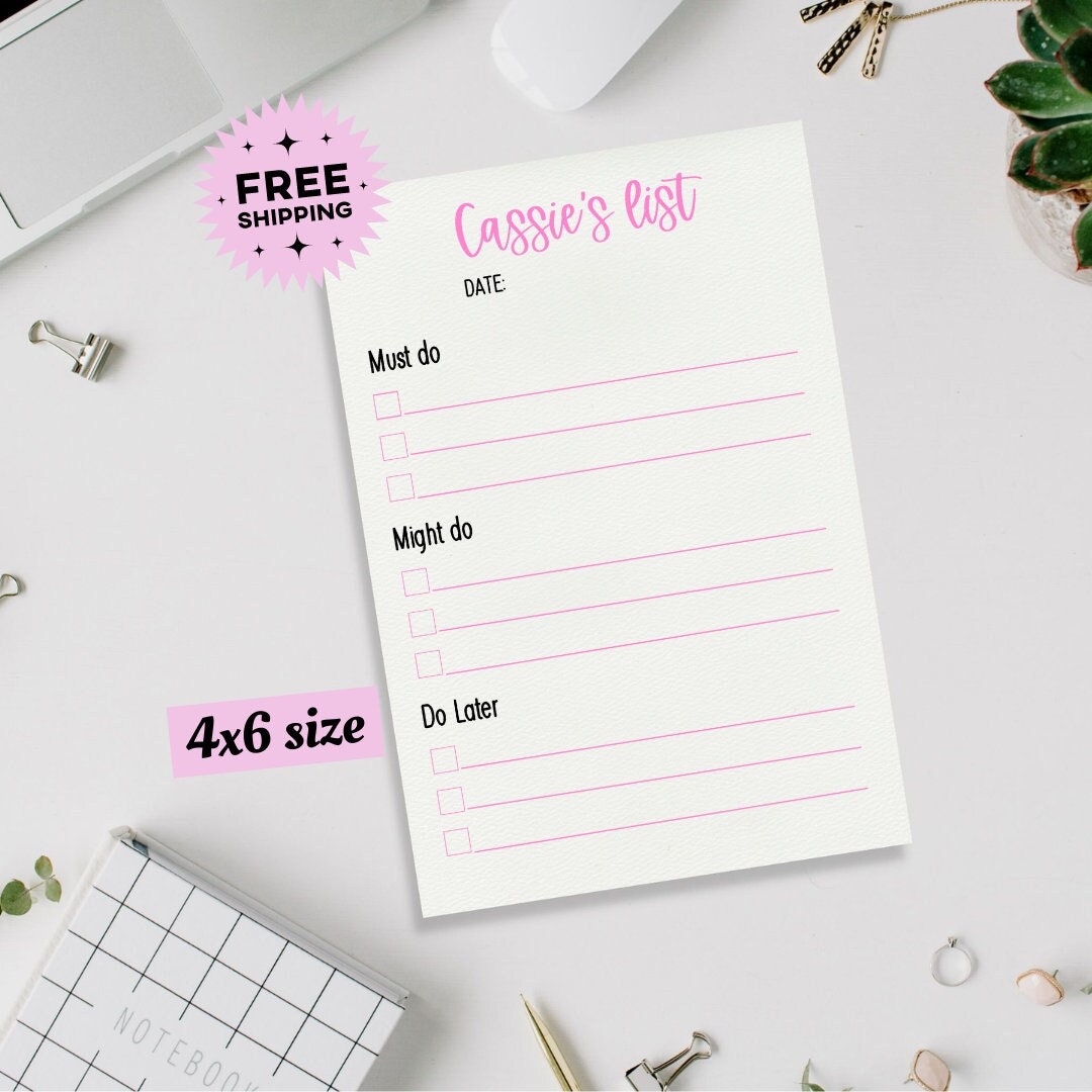 Custom Checklist Notepad Personalized Name Notepad 4x6 - Etsy