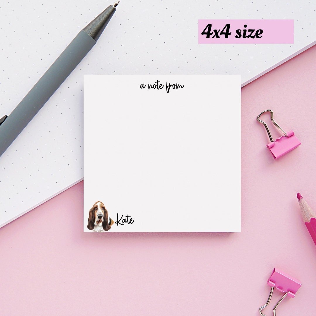 Custom a Note From Post Its, Personalized Basset Hound 4x4 Sticky Note ...