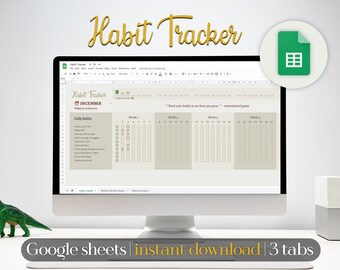 Habit Tracker Google Sheets Template Productivity Planer Spreadsheet ...