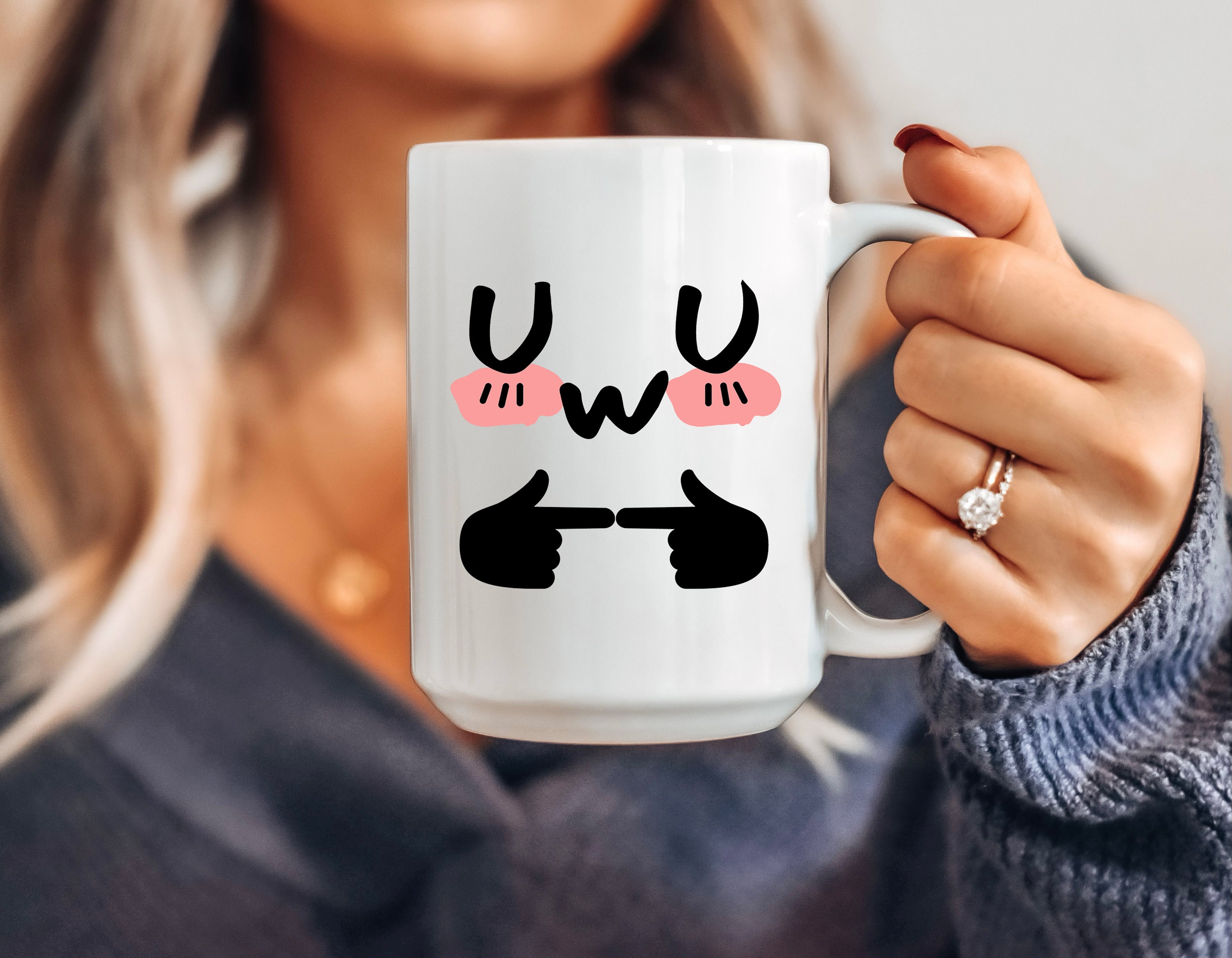 Coffee Mug Uwu Mug Anime Face Mug Anime Girl Gifts - Etsy