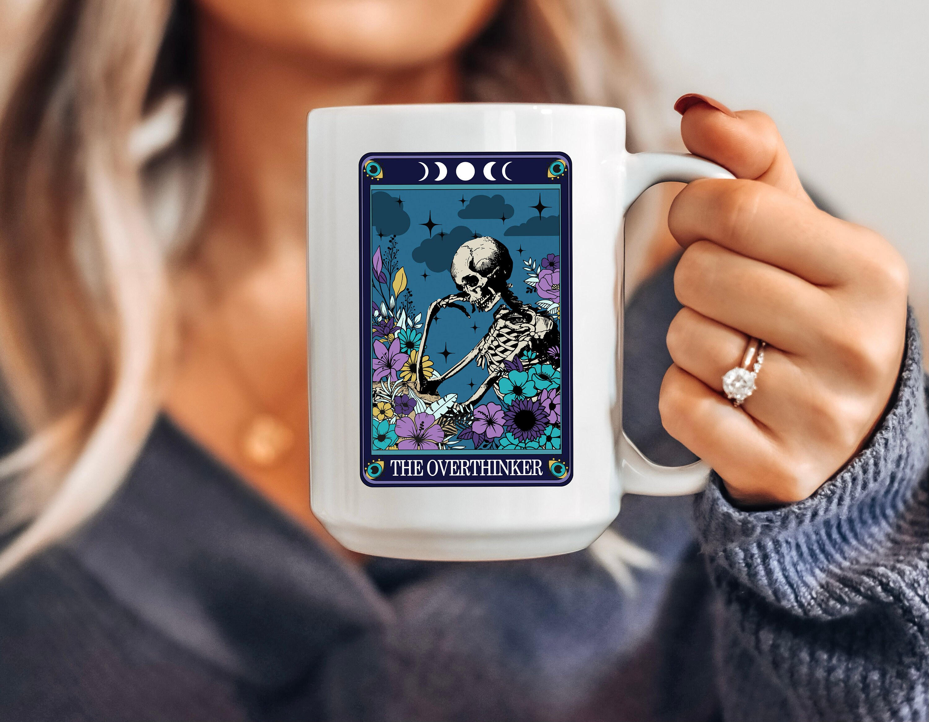 Coffee Mug The Overthinker Tarot Card Mug Anxiety Mug Etsy