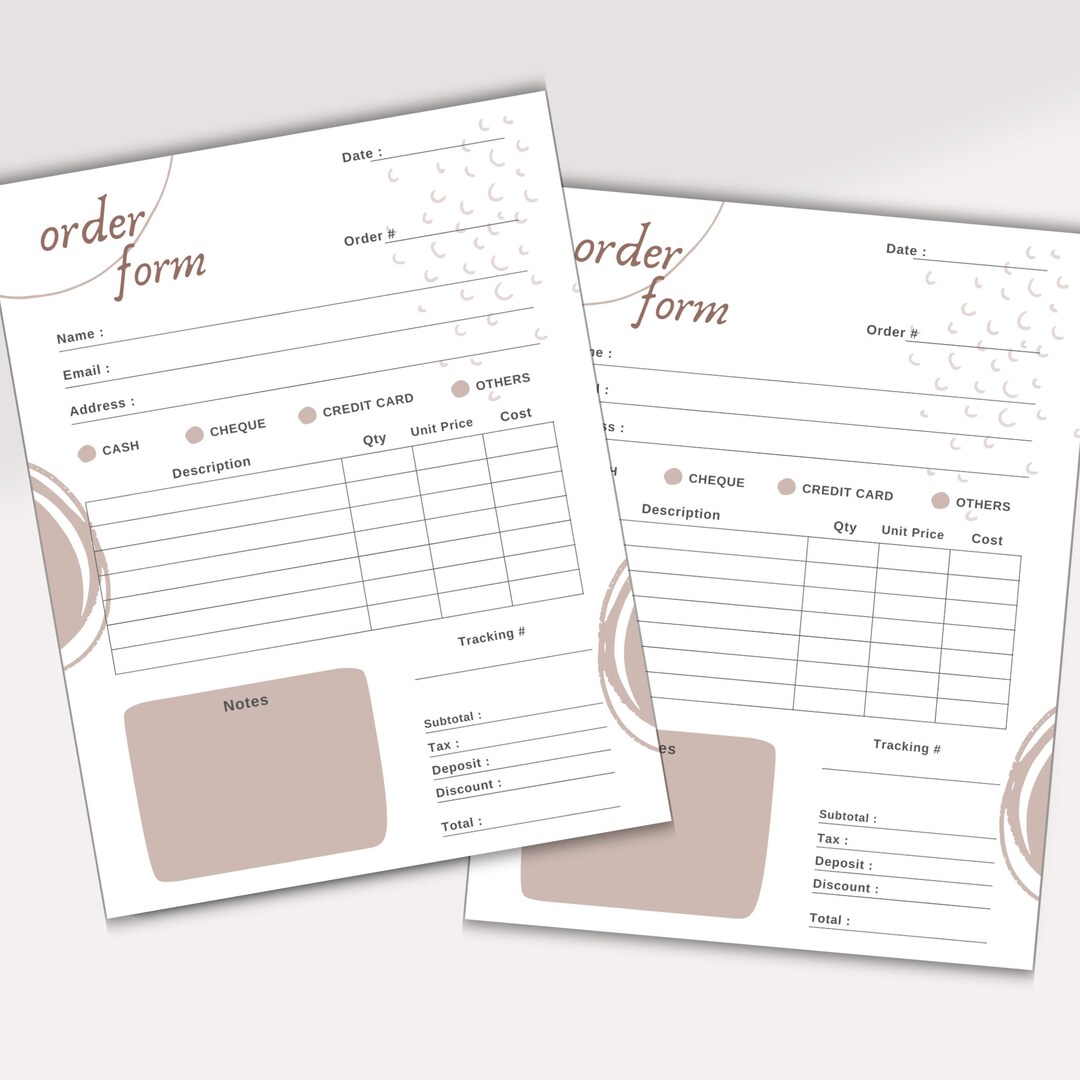Brown Modern Order Form, Minimalist Product Order Sheet, Creative Order ...