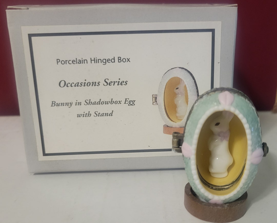 Bunny in Shadowbox Egg Porcelain Hinged Box Occasions Series - Etsy