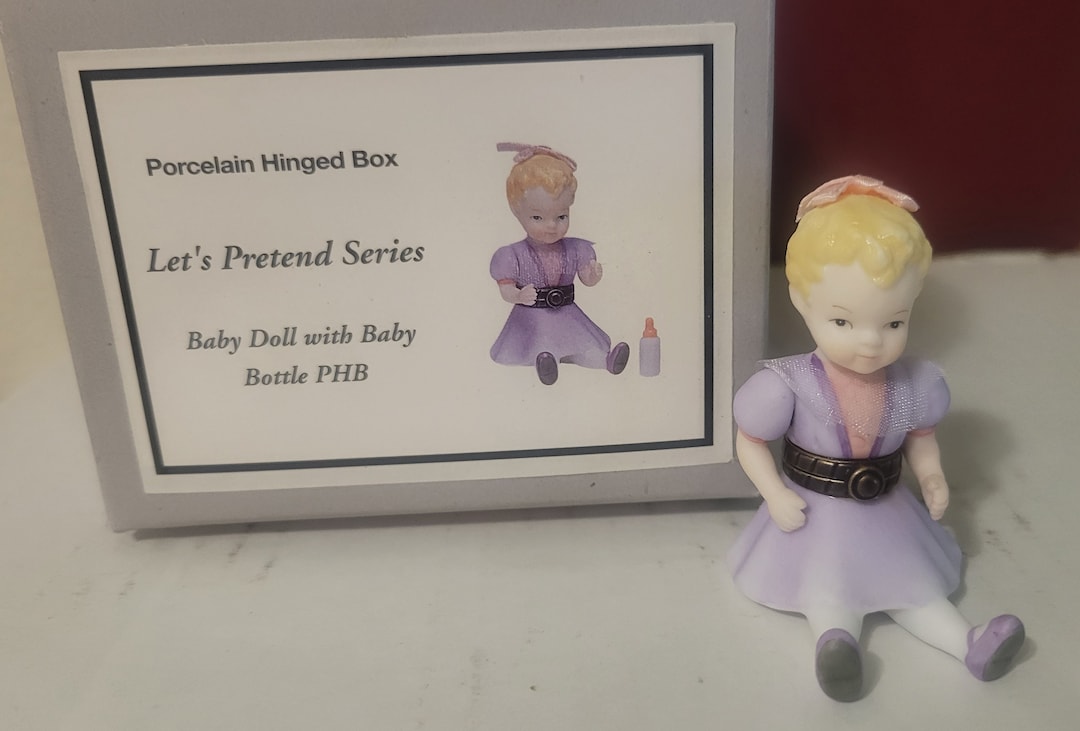 Baby Doll With Baby Bottle Porcelain Hinged Box PHB Collection Midwest ...