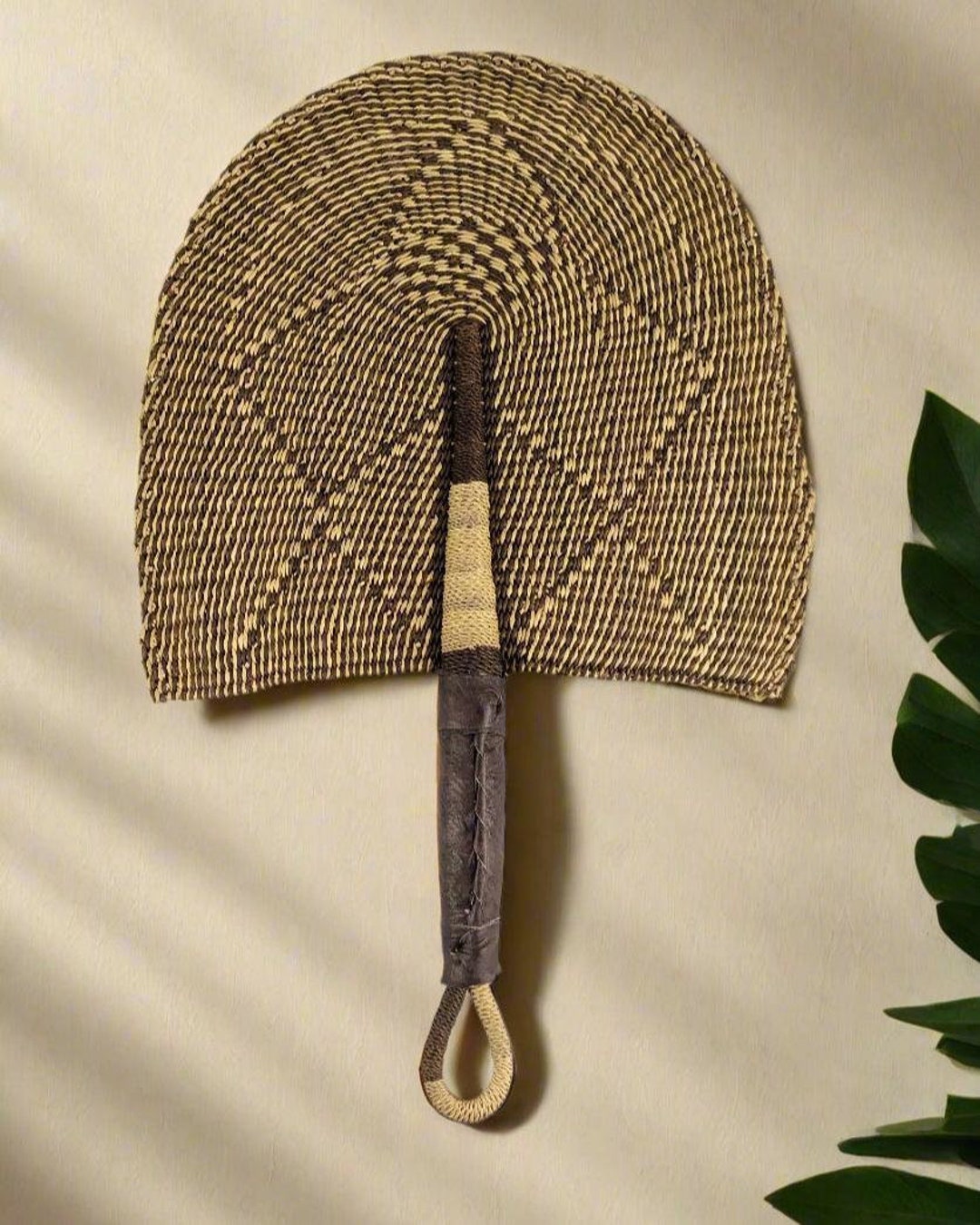 Handwoven Brown Bolga Fan Wall Decor Personal Fan Hanging Wall Art ...