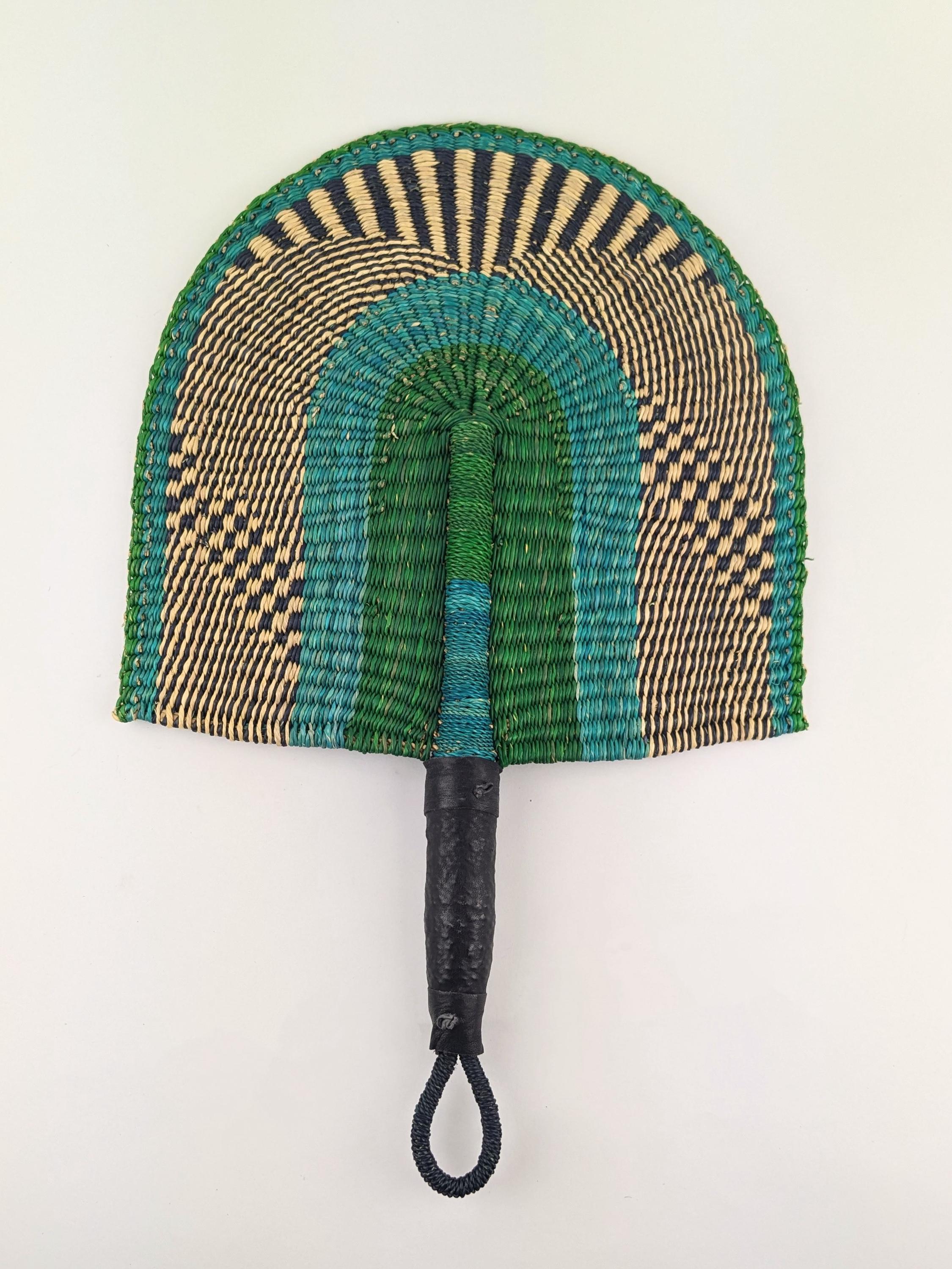Handwoven Bolga Fan | Ghanaian Basket Wall Decor, Green & Blue - Etsy