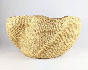 Large Wavy Basket Woven in Ghana With Decorative Grass Large Pot Basket ...