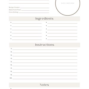 Recipe Card Template | Printable or Digital | Edit Template in Canva or ...