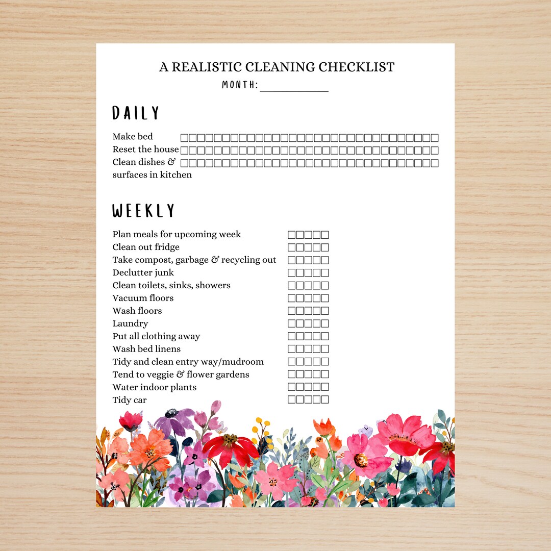 Cleaning Checklist | Home Use | Realistic | Manageable | Rhythm ...