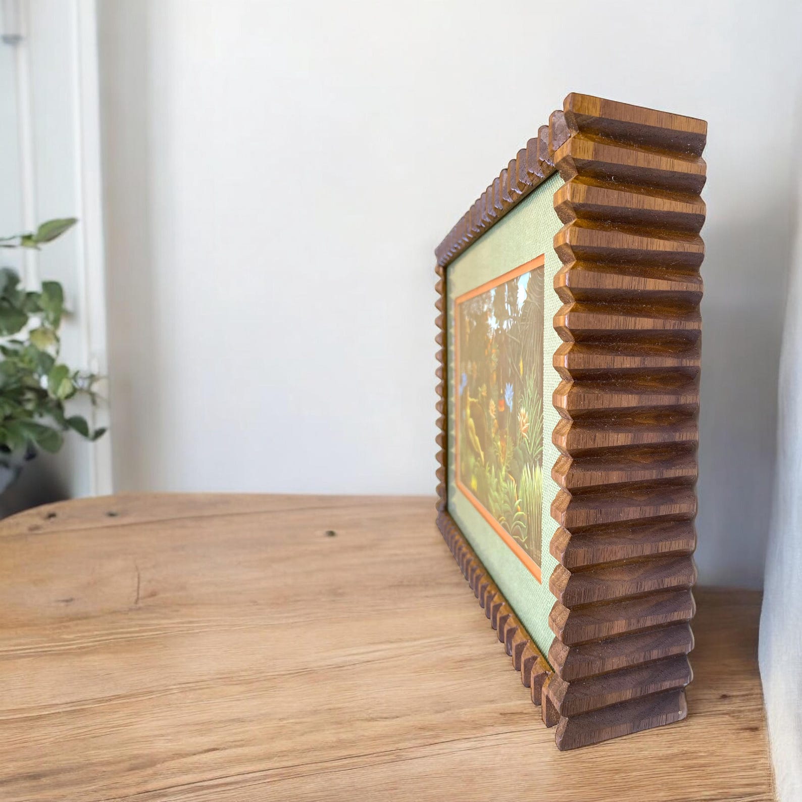 Custom Made 'tall Deco Groove' Hand Carved Walnut Picture Frame With ...