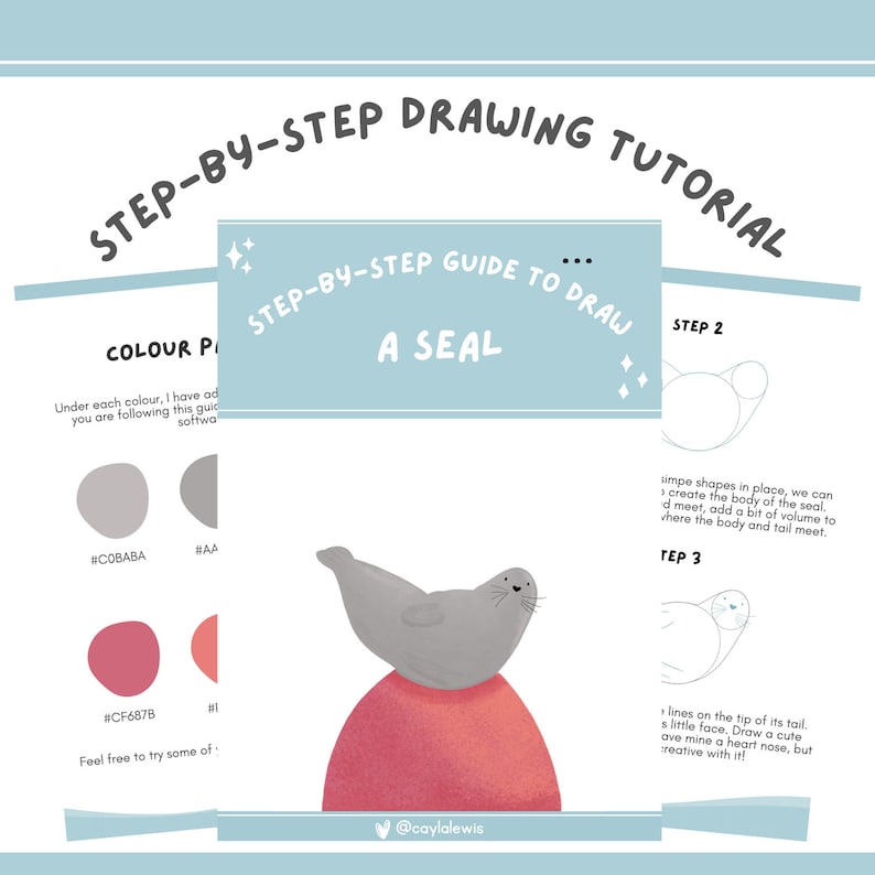 Step-by-step Guide to Draw A Seal | Digital Step-by-step Guide Beginner ...