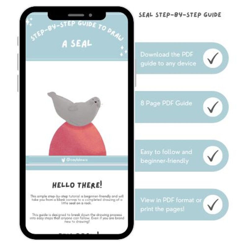 Step-by-step Guide to Draw A Seal | Digital Step-by-step Guide Beginner ...