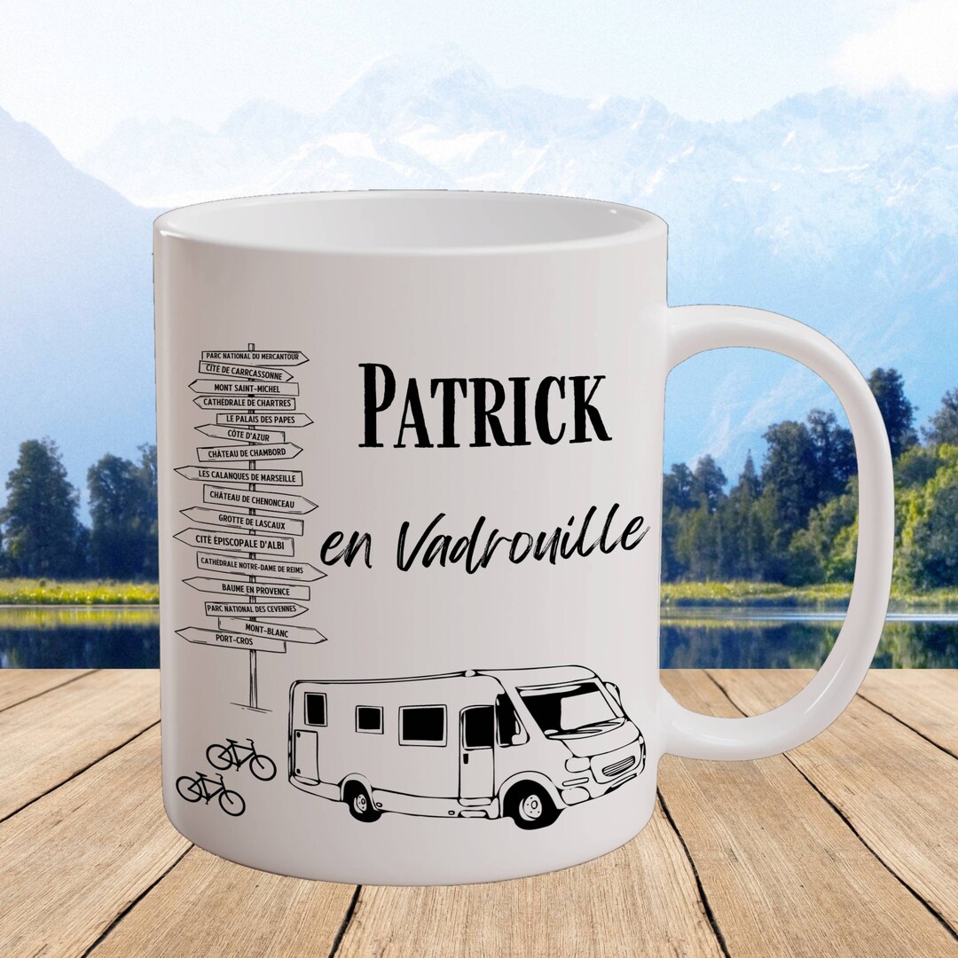 330ml Ceramic Mug on the Road for Camper Van Drivers, Personalized Mug ...