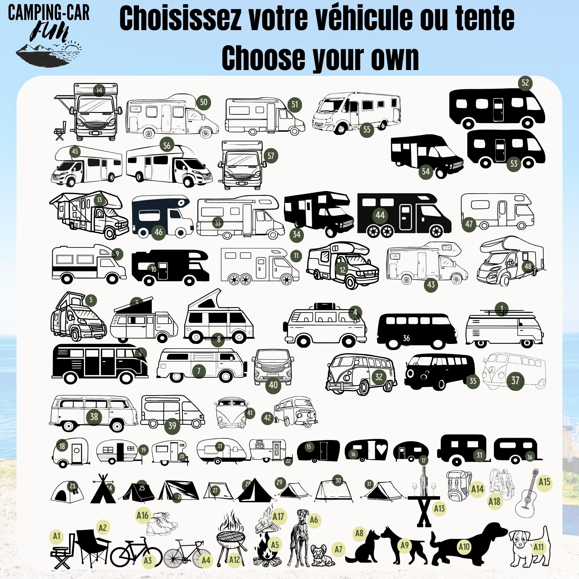 Personalized Camper Van Key Ring in White and Black Imitation Leather ...