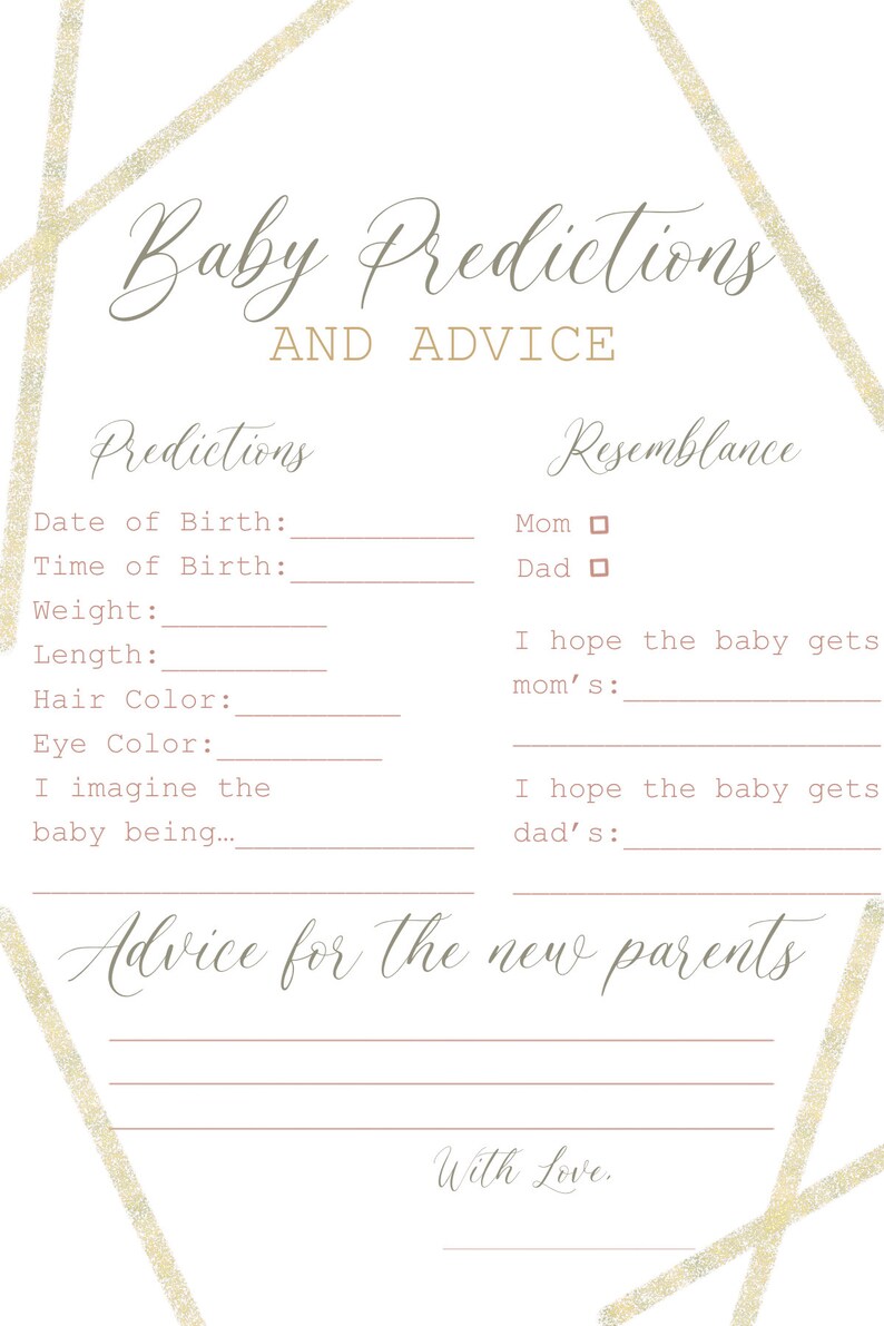 Baby Predictions Baby Shower Game - Etsy