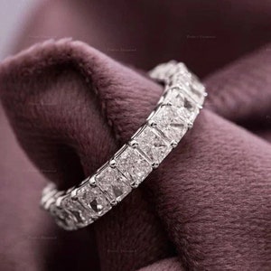 Radiant Cut Full Eternity Band 925 Silver Radiant Diamond Wedding Band ...