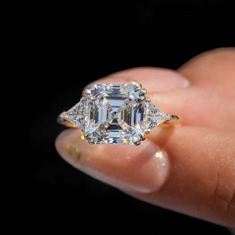 Sterling Silver Asscher Cut CZ Ring - Travel Engagement Ring - Etsy