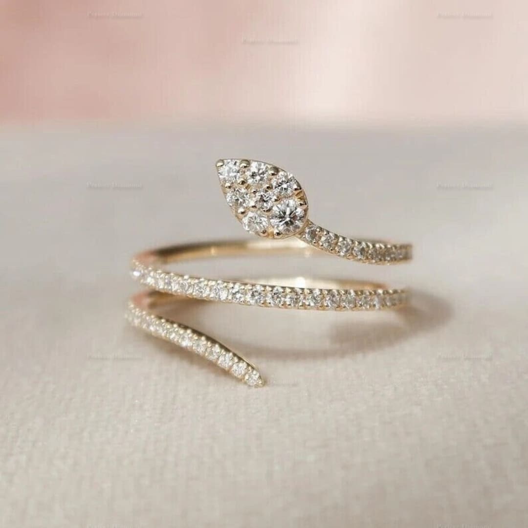 Pear Shape Moissanite Engagement Ring Unique Diamond Band Pear Stacking ...