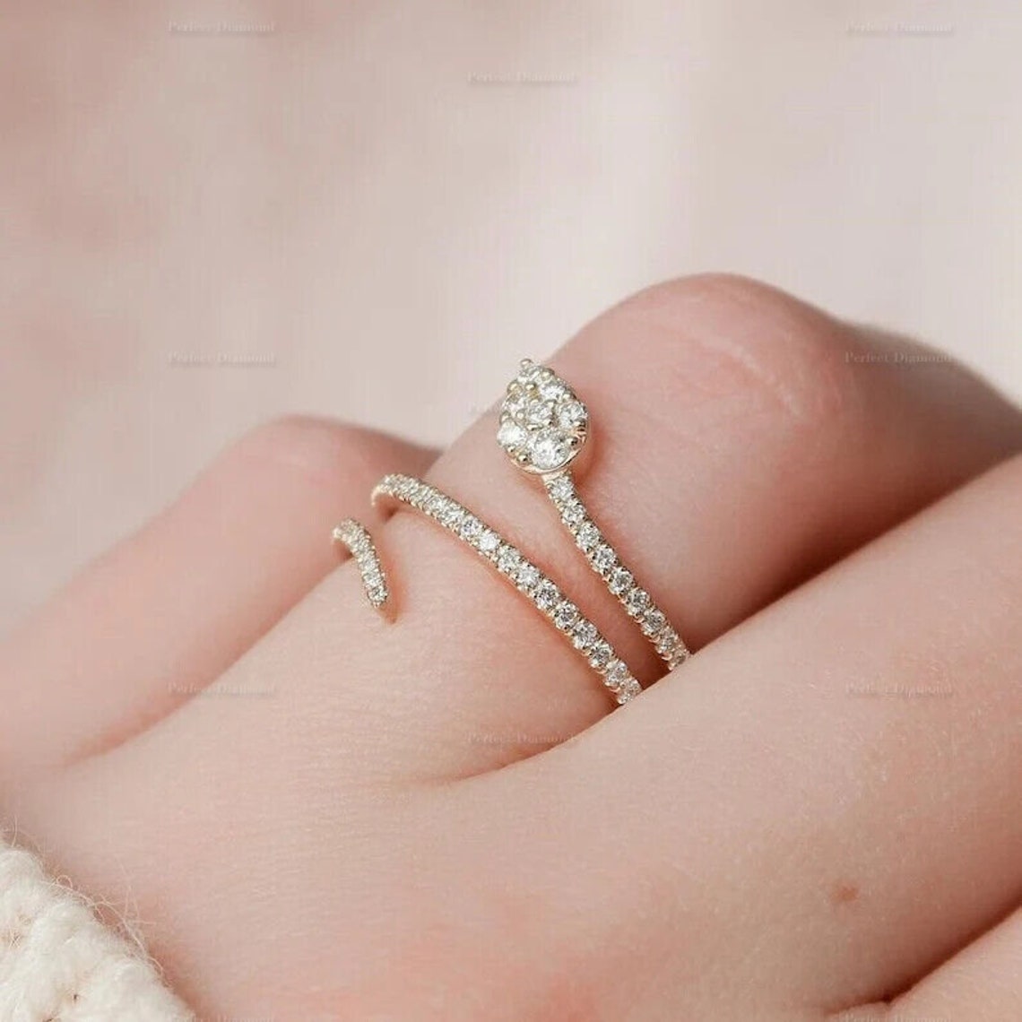 Pear Shape Moissanite Engagement Ring Unique Diamond Band Pear Stacking ...