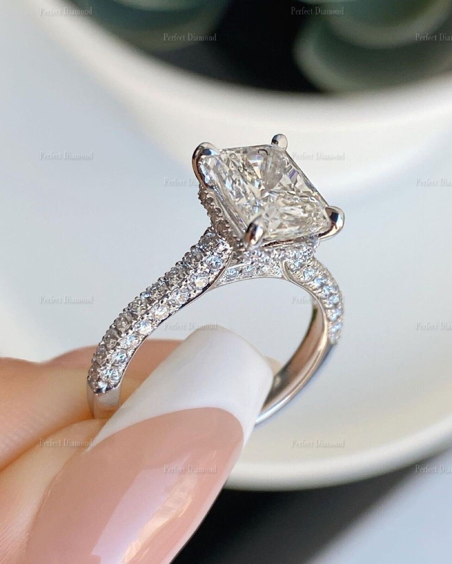 3 CT Radiant Diamond Engagement Ring Radiant Cut Solitaire - Etsy