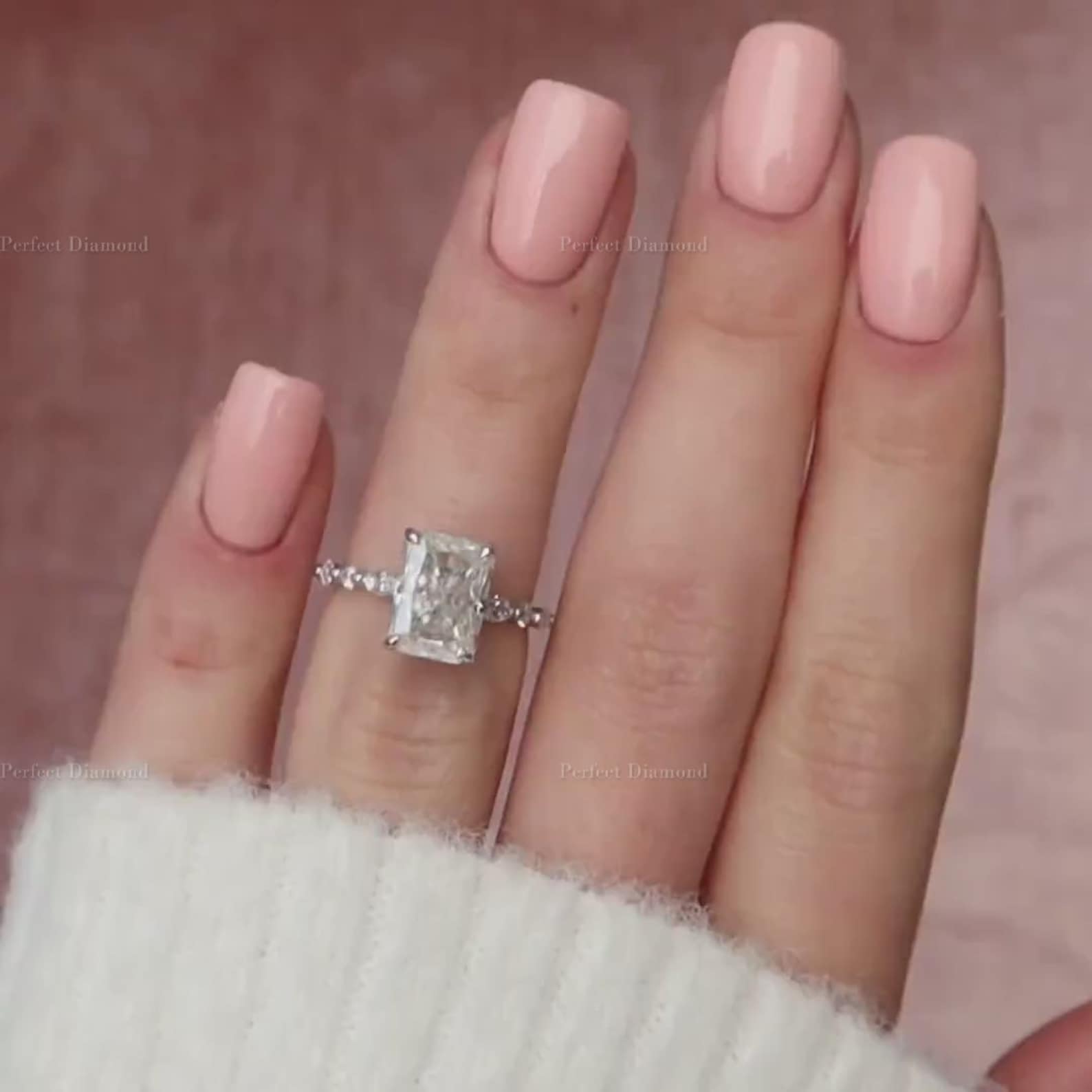 2 CT Radiant Diamond Engagement Ring 10K Gold Radiant Moissanite Ring ...