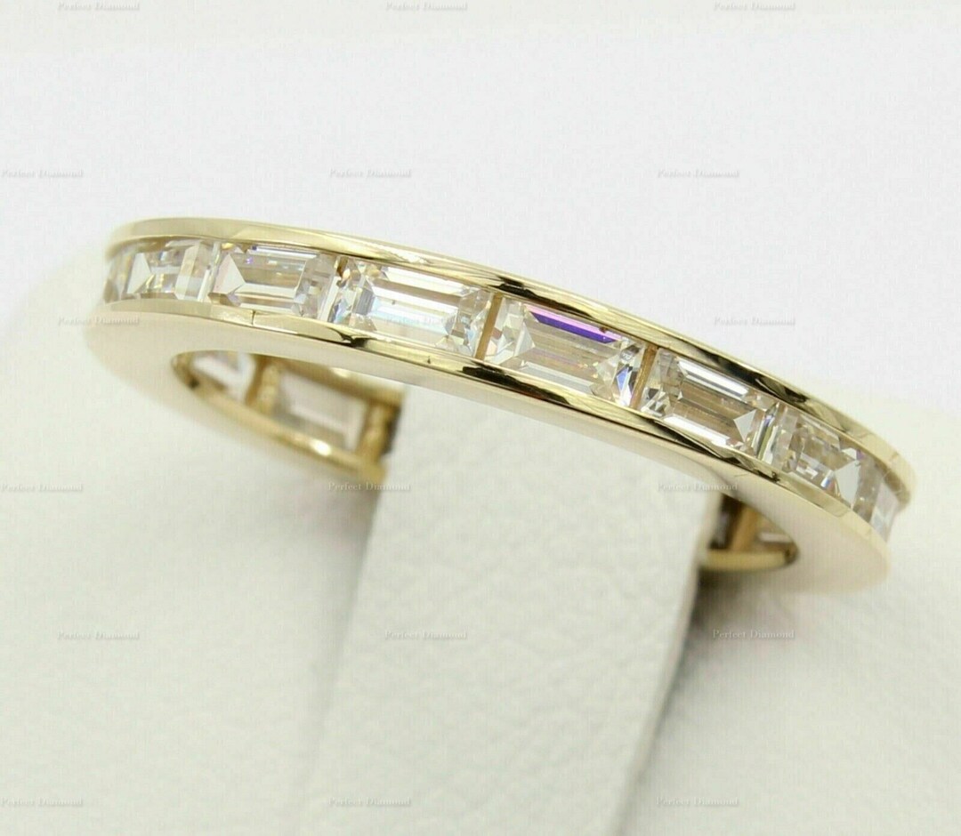 10K Gold East West Baguette Diamond Wedding Band 53MM Baguette Channel ...