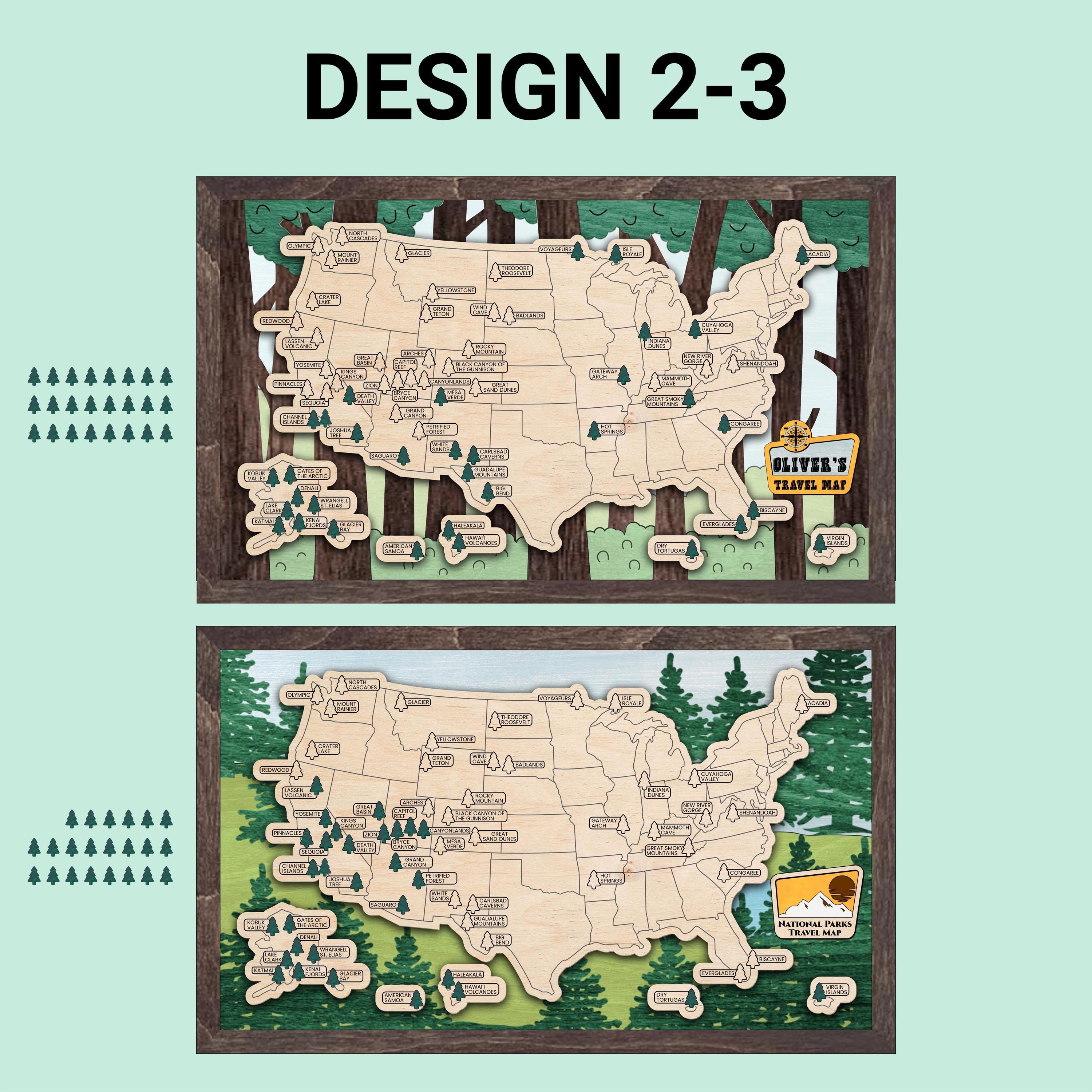 Laser Cut United States National Parks Travel Map SVG DXF File - 9 ...